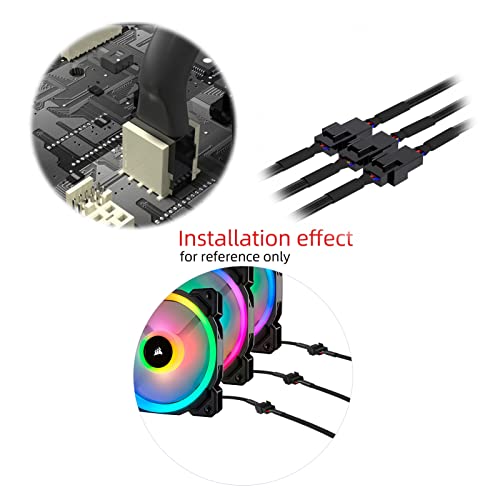 URELEGAN PWM Fan Splitter Cable 2 Pack, PC 4 Pin Fan Power Extension Cable 1 to 3 Fan Splitter Converter [Sleeved Braided] for Computer ATX Case 4-Pin/3-Pin Cooling Fan Cable - 12 Inches