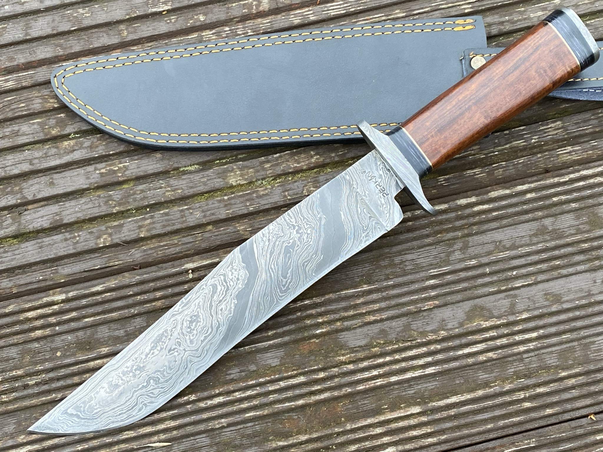 Perkin Hunting Knives 15 Inches Damascus Steel Knife Fixed Blade Hunting Knife With Sheath