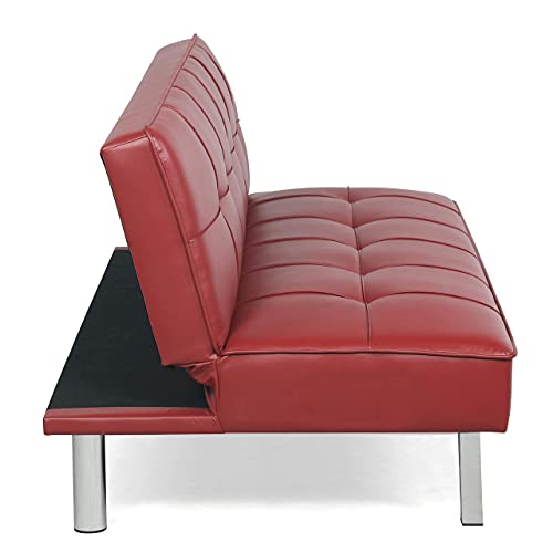 Serta Rane Vegan Leather Futon, Red
