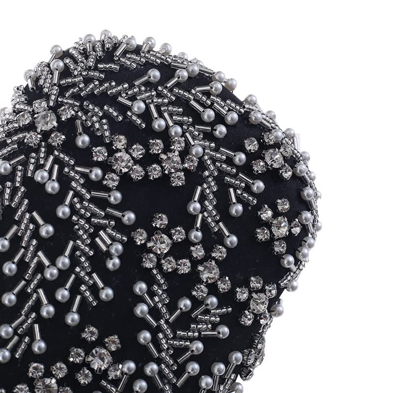 WSSBK Women's Clutch Bag Crystal Pearl Clutch Purse Handbag Embroidery Evening Bag Wedding Bag for Bridal Shoulder Bag