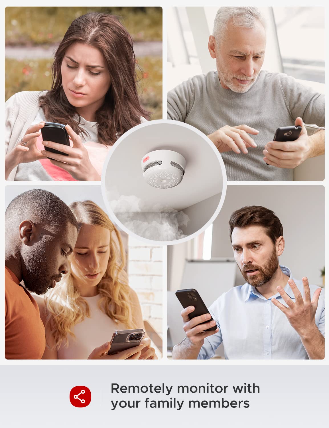 X-Sense Smart Smoke Detector with SBS50 Base Station, Wi-Fi Smoke Alarm Compatible with X-Sense Home Security App, Wireless Interconnected Mini Fire Alarm, Model FS31