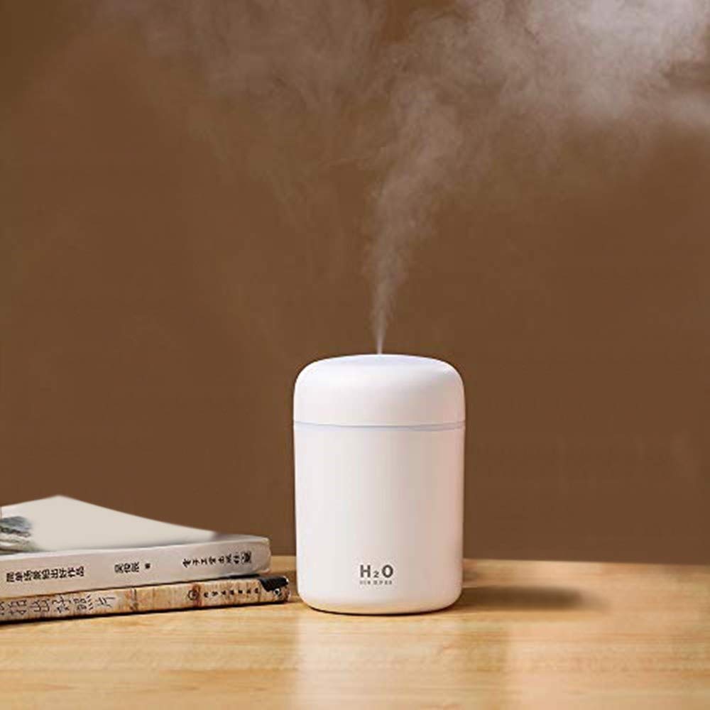 Portable mini humidifier, small atomizing atomizer (with color ambient night light), portable USB personal humidifier, used in bedroom, travel, office, ultra-quiet 300ml automatic shutdown humidifier