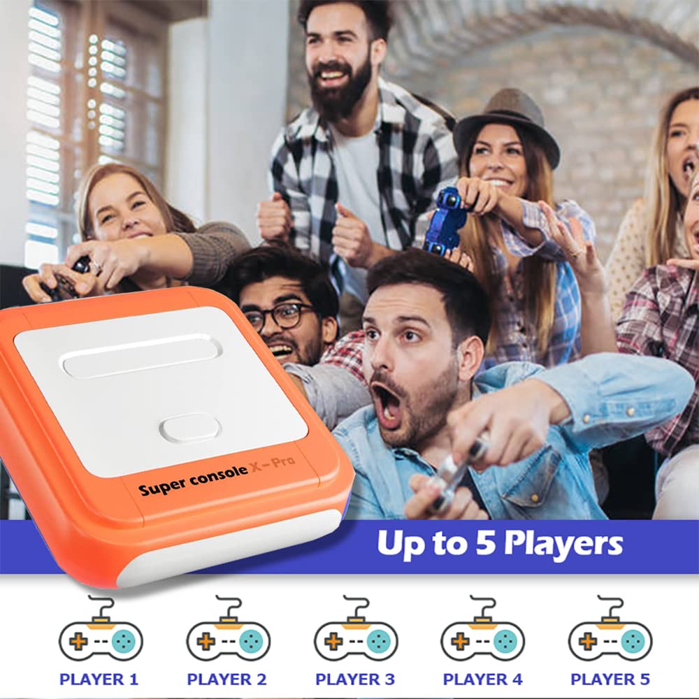 Super Consoles X PRO 256G, Retro Game Console Built-in 50,000+ Classic Games, Mini Video Game Console with 2 Controller, 4K TV HD/AV Computer Output, Best Gift for Kids and Adult, Orange