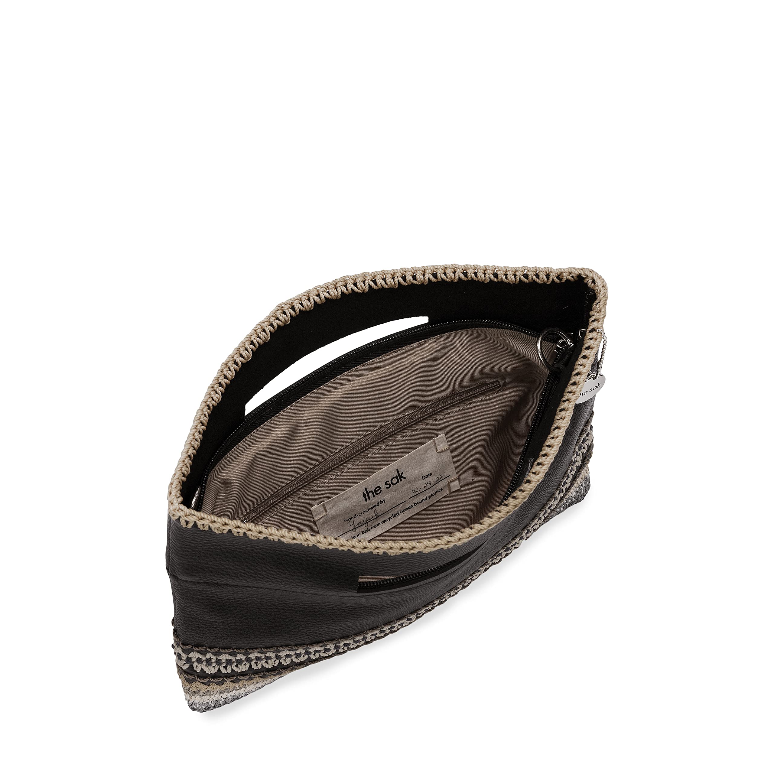 The Sak Linden 3-in-1 Convertible Crossbody Bag in Crochet, Adjustable Multi Use Strap, Black Seminyak