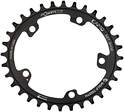 Wolf Tooth CAMO Aluminum Elliptical Chainring - 34t, CAMO Mount, Drop-Stop ST for Shimano 12 Speed HG+, Black
