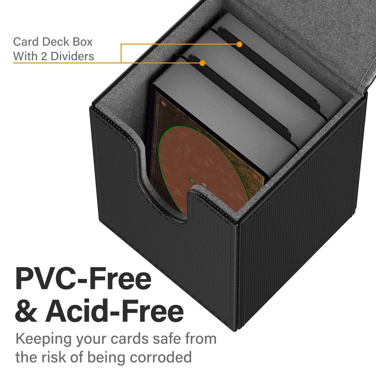 ULTRGEE Deck Box for MTG Cards, Magnet Card Box with 2 Dividers per Holder, Large Trading Card Case Fit for up to 110 Cards-[Shield Design] (Black)