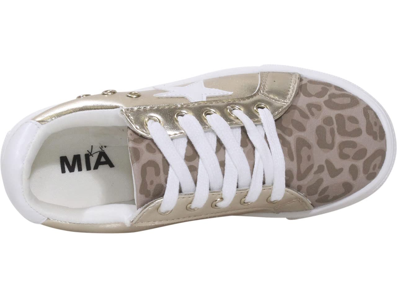 Mia Kids Big Girl's Jonny Sneakers Low Top Platform Gold/Leopard Sz. 5
