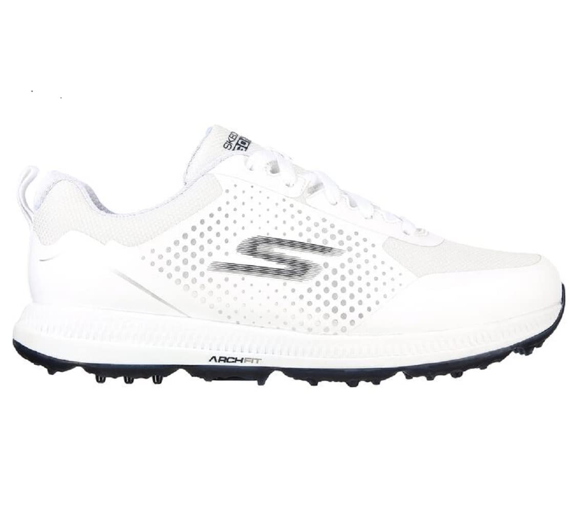 Skechers Women's Go Elite 5 Arch Fit Waterproof Golf Shoe Sneaker, White/Navy Sport, 6