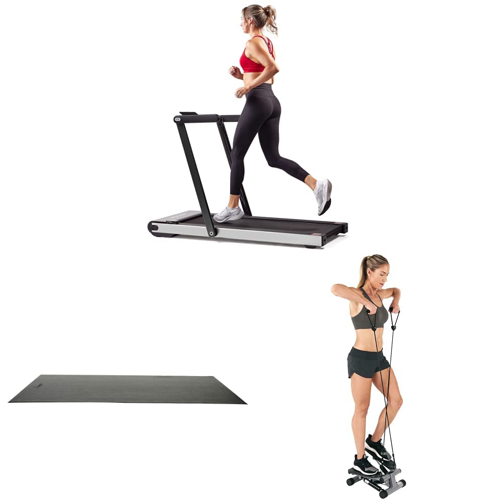 Sunny Health & Fitness Asuna Space Saving Treadmill, Motorized with Low Profile, Speakers & Slim Folding - 8730,Black