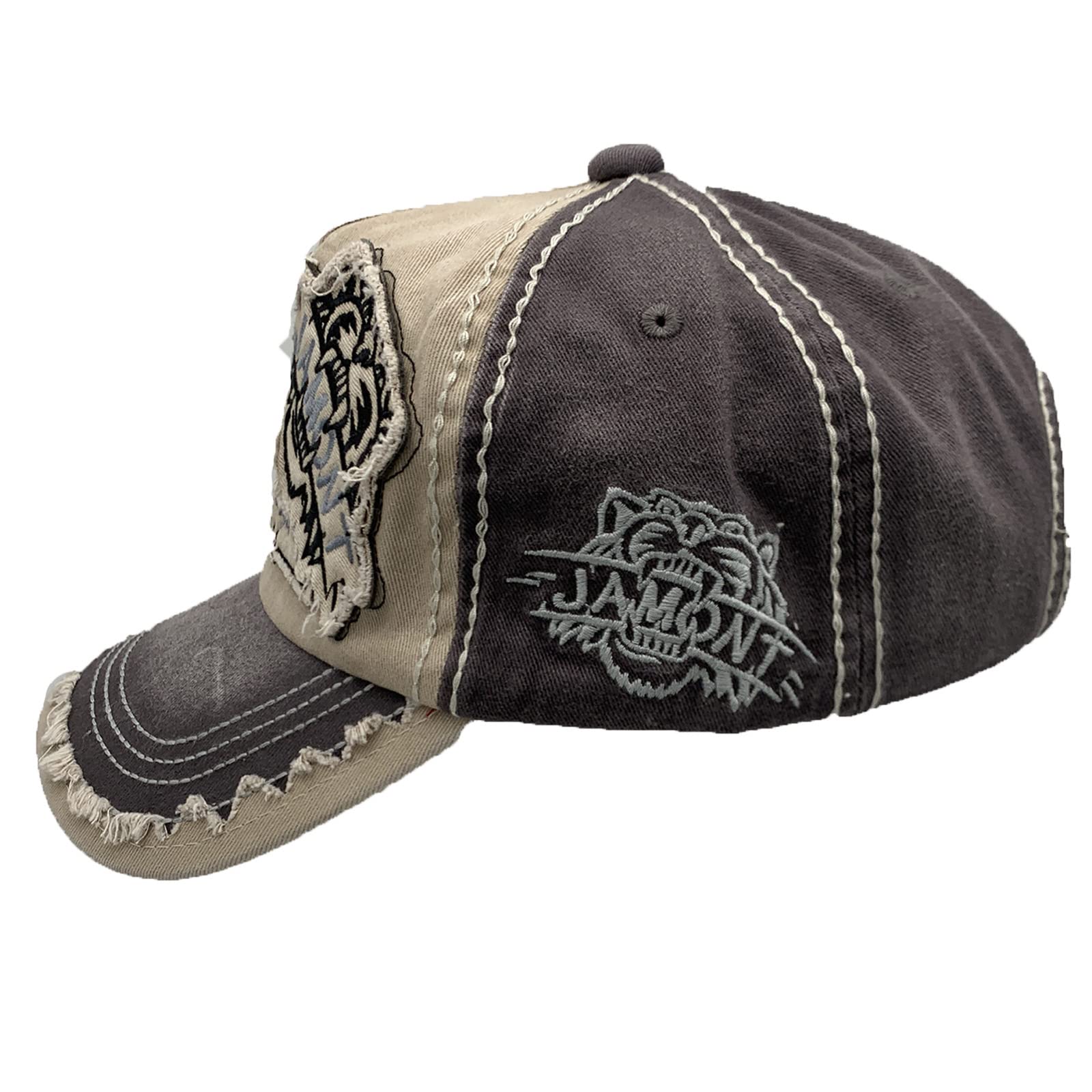 Tiger Head Baseball Cap Retro Washed Dad Hat Adjustable Distressed Denim Hat Classic Trucker Hats for Men Women