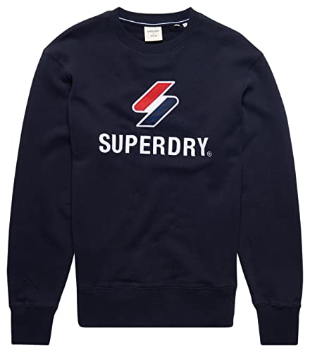 Superdry Men's Code SL Stacked APQ Crew, Deep Navy, Large