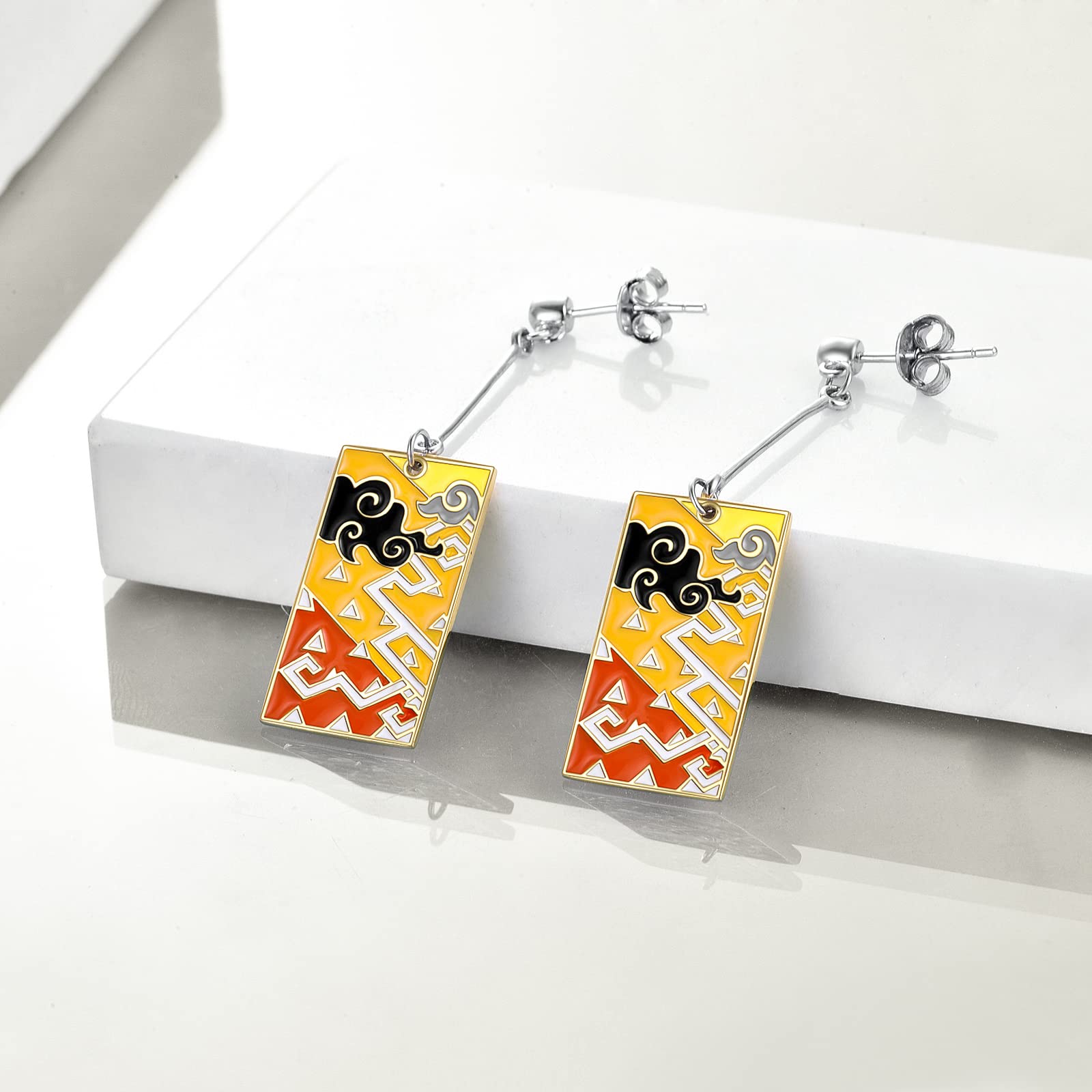 TIGER RIDER Anime Earrings Sterling Silver Dangle Drop Cosplay Earring Hypoallergenic Jewelry (White)