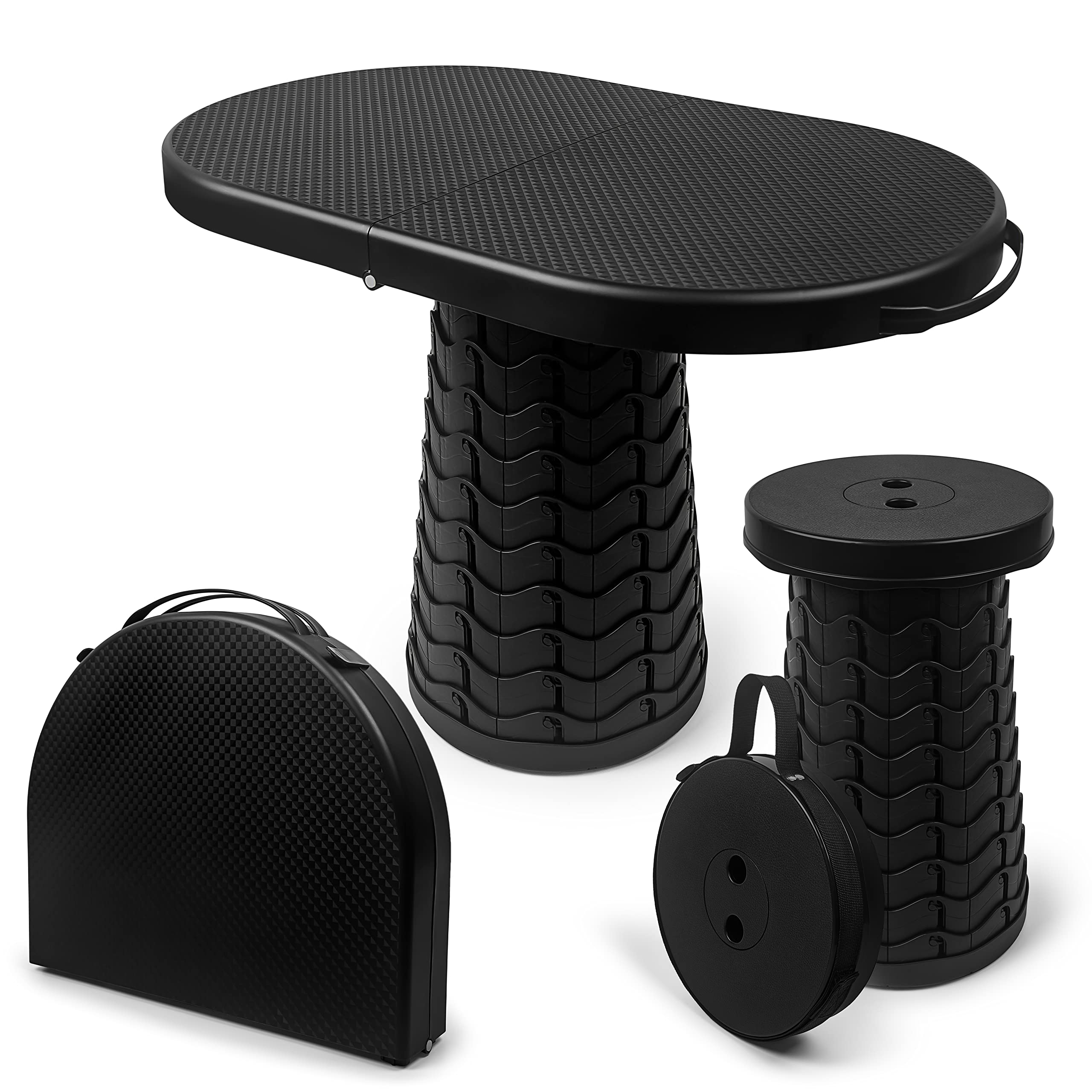 Ultra Handy 2 in 1 Portable Mini Folding Table and Collapsible Stool – Ultra Light and Rust Resistant Retractable Stool–Heavy Duty Plastic Telescopic Stool for Camping,Picnic,Sea Trips