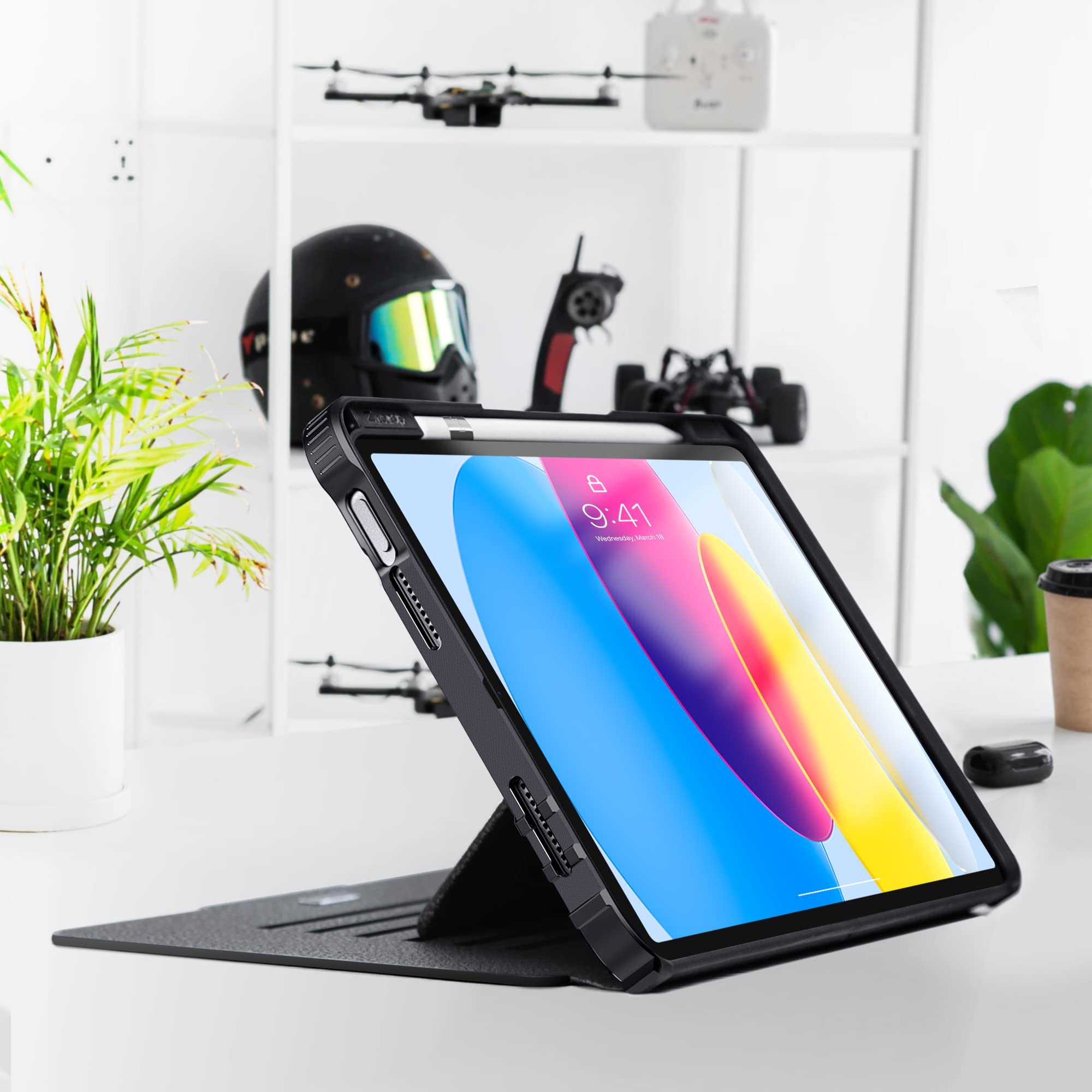ZtotopCases for New iPad 10th Generation Case 10.9 Inch 2022, [6 Magnetic Stand + Pencil Holder + Auto Wake/Sleep] Full Body Protective Cover Case for iPad 10.9" 10th Gen, Black