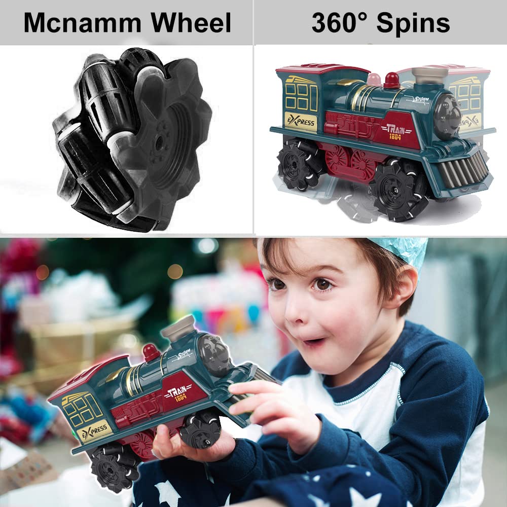 Train Toys for 3 Year olds YF-TOW Toy Train Electric Train with Smoke, Lights & Sounds,Rechargeable Battery,Birthday Gifts for 3 4 5 Year Old Boys (Red)