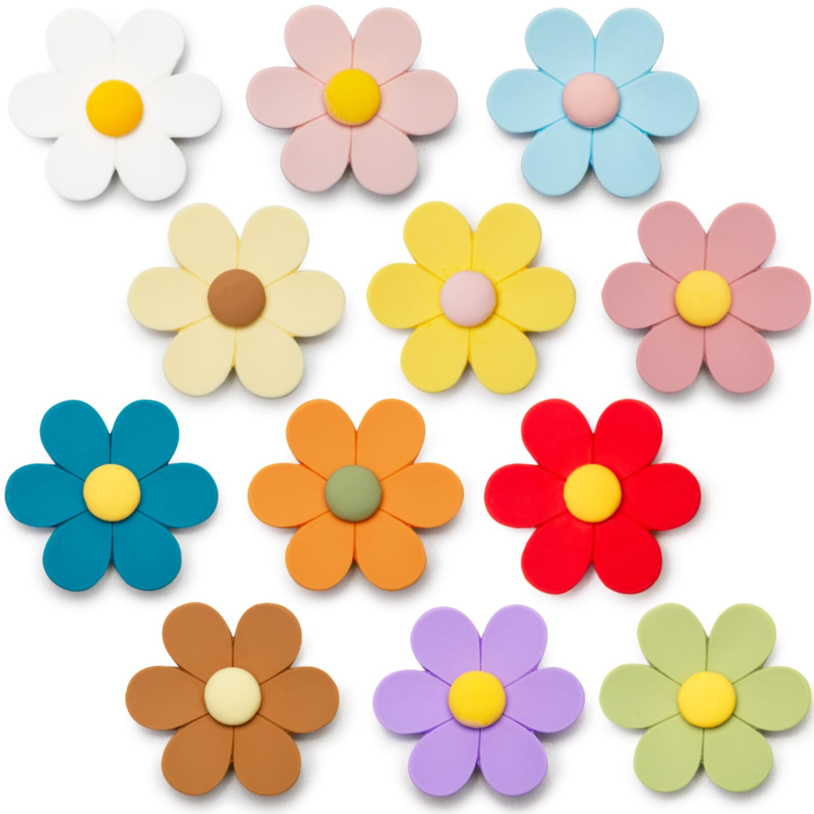 SUNURS 3D Flower Cute Fridge Magnets for Locker, Colorful Strong Decorative Funny Refrigerator Magnets for Whiteboard, Kitchen, and Office (Large & 12 Pieces)