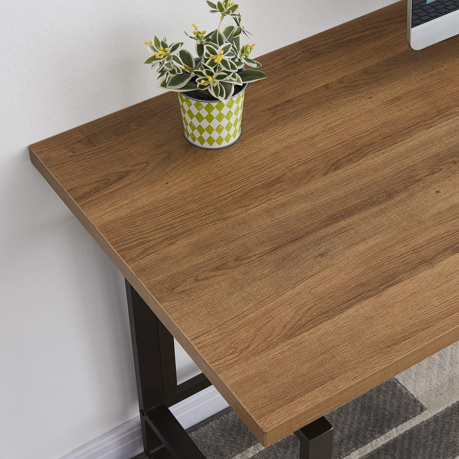 OIAHOMY Home Office Desk,Industrial Computer Desk 55β Large Rustic Office Desk Workstation Study Writing Desk Vintage Laptop Table for Home & Office-Oak
