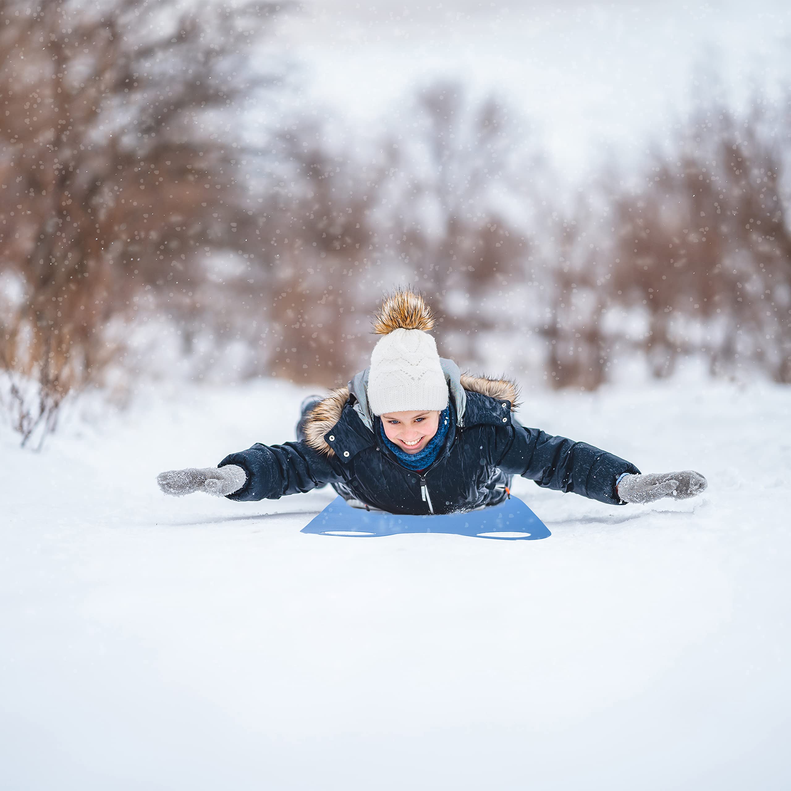 Superio Snow Slider Mat, Flexible Snow Sled Flying Carpet, Roll up Sleds for Kids 36" Lightweight Portable Plastic Snowboard Sled (Blue)