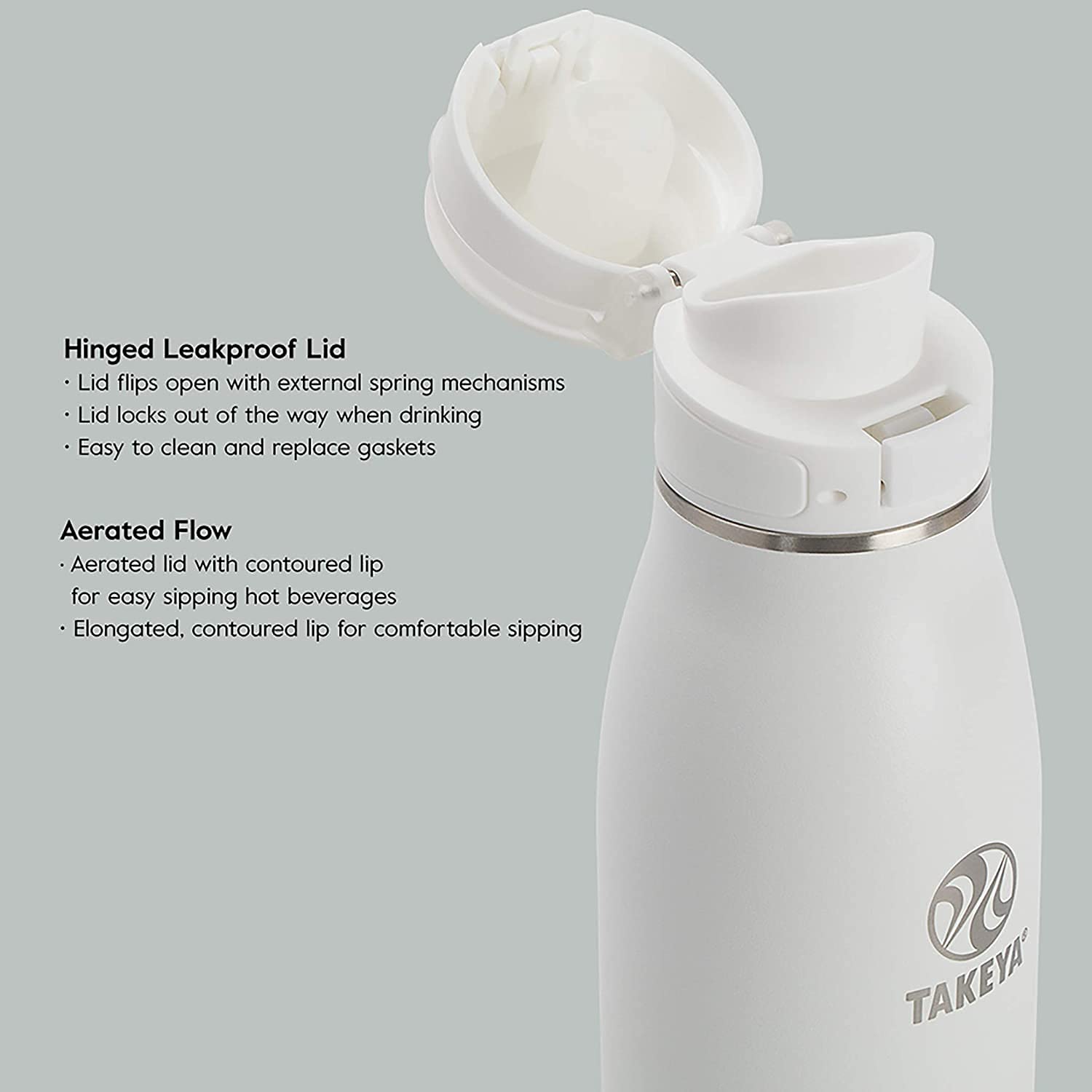 Takeya 885395525075 Traveler Insulated Stainless Steel Bottle, Flip Cap Aqua 25oz