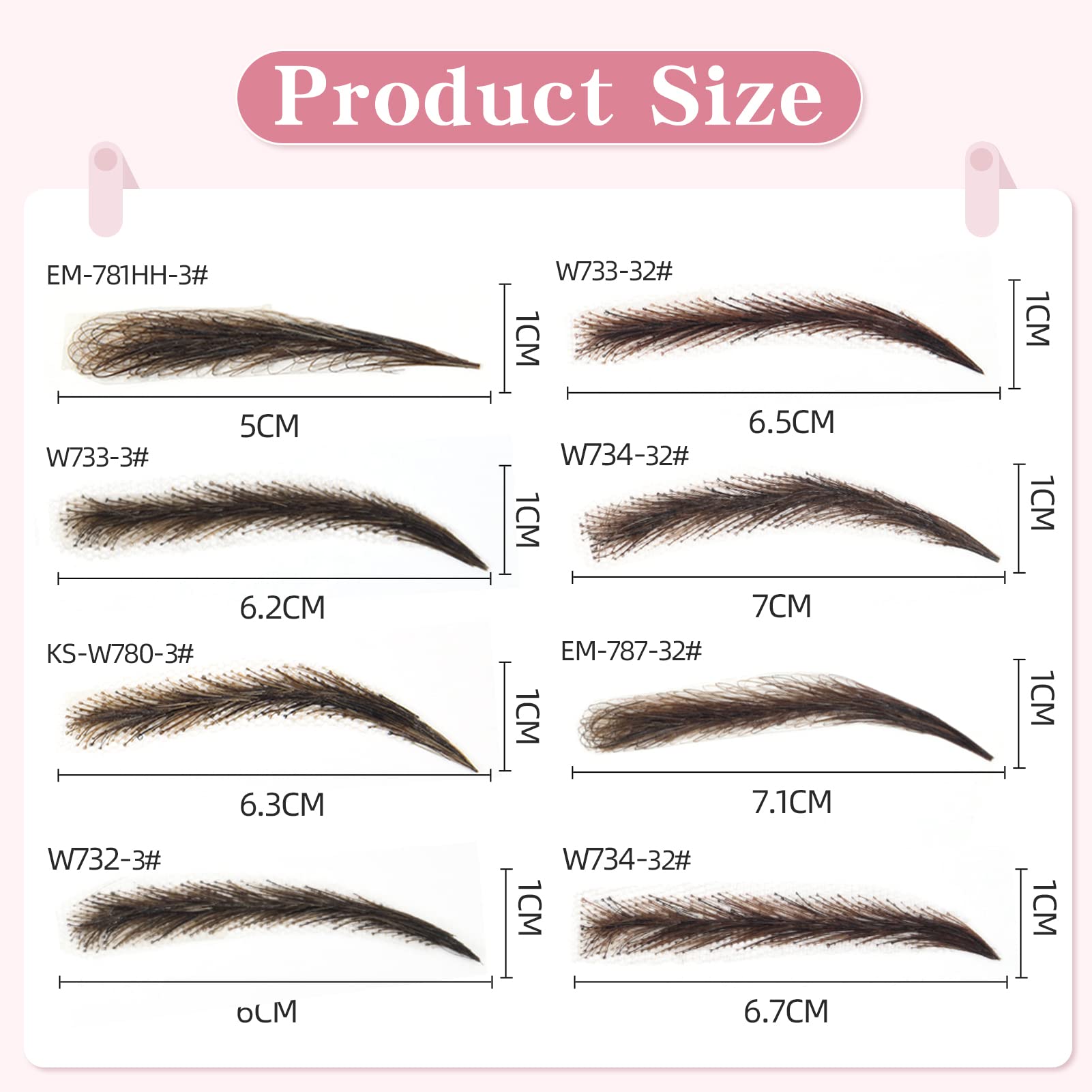 Vlasy One Pair Women Handmade False Eyebrows Human Hair Fake Eye Brows Lace Eyebrows Natural Eyebrows Makeup for Lady(KS-W733-3#)