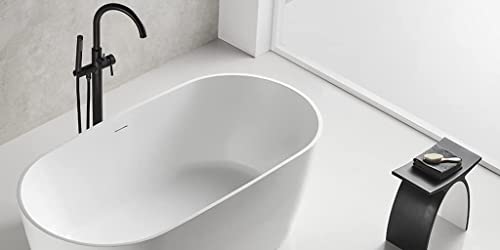 Westbrass DF02043-62 Floor Mount Freestanding Bathtub Filler Faucet with Handheld Shower, Matte Black