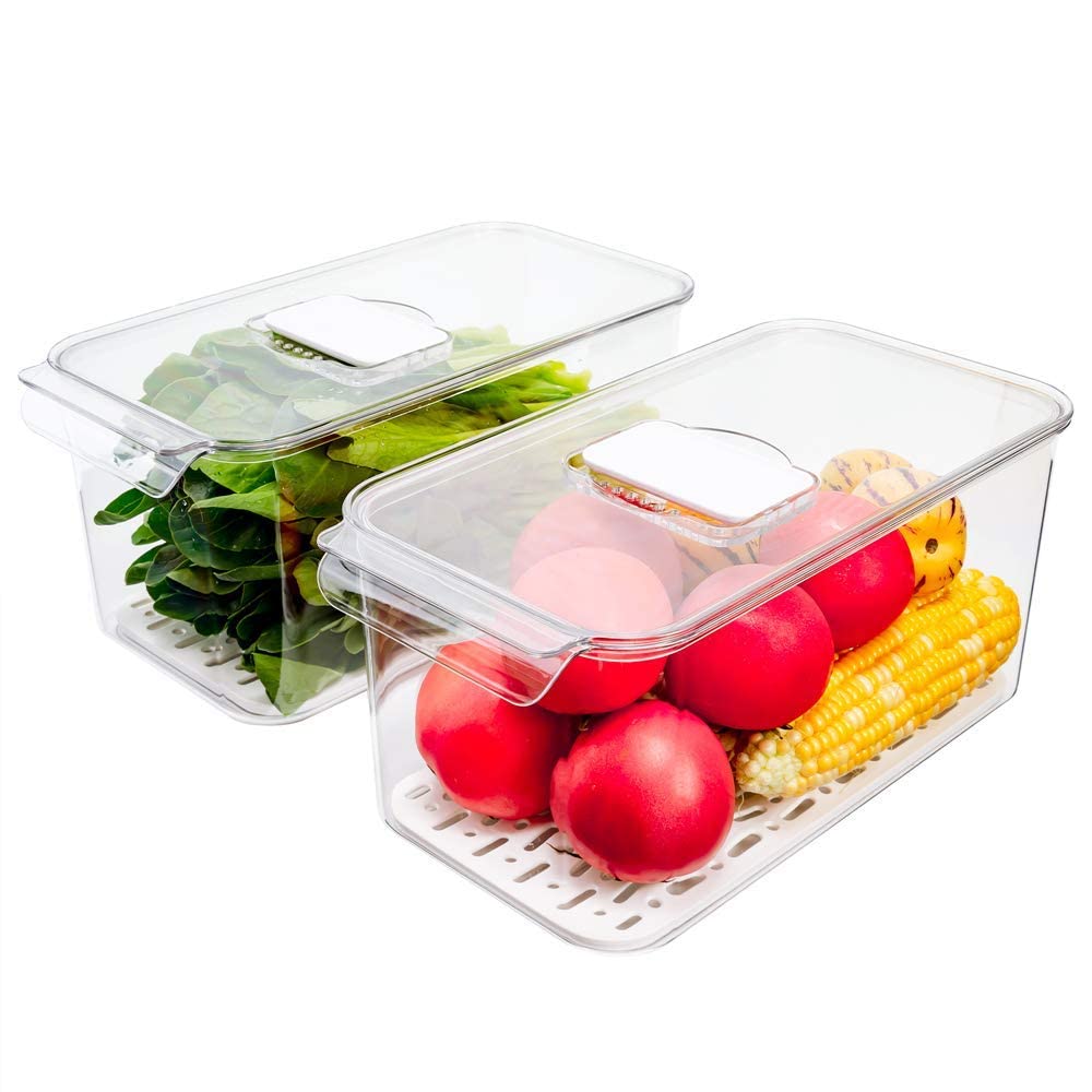 Stackable Refrigerator Organizer Food Storage Containers Produce Saver