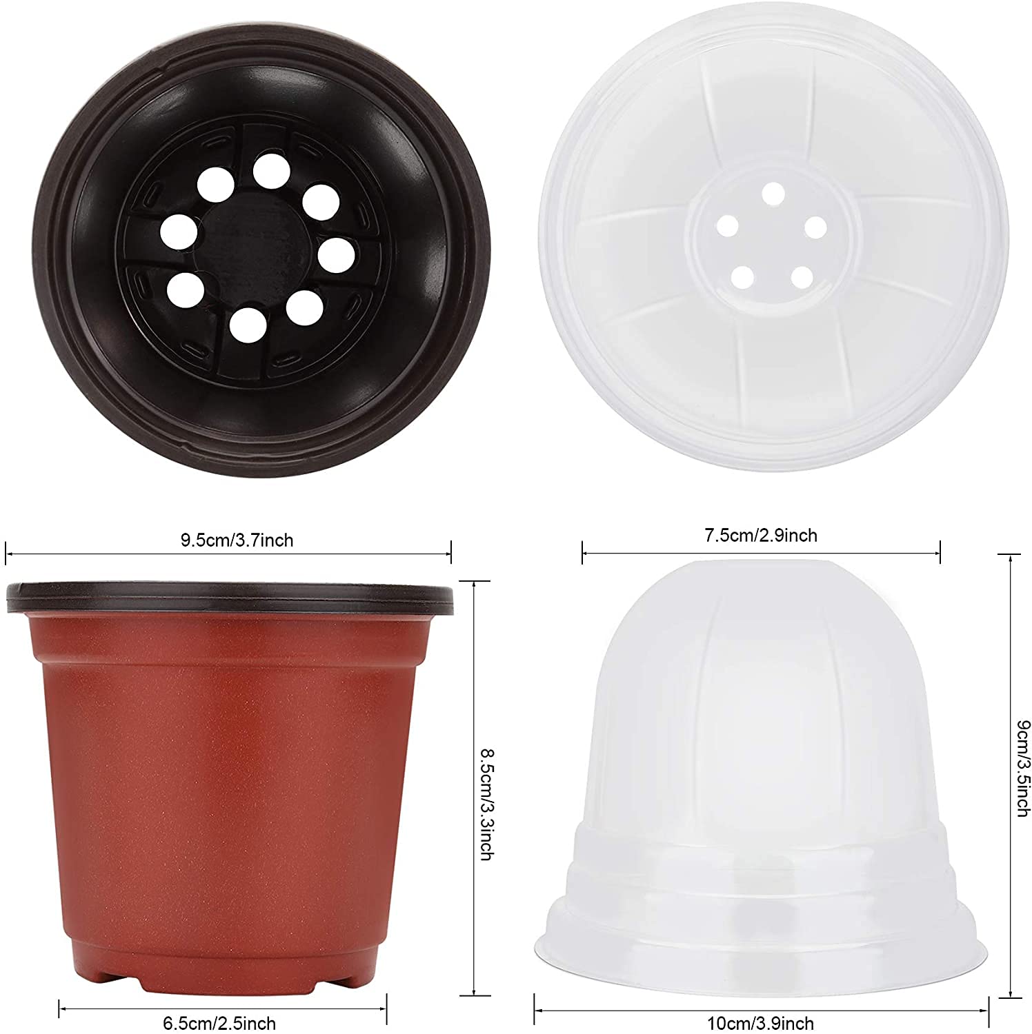 MIXC Plant Nursery Pots with Humidity Dome 4" Soft Transparent Plastic Gardening Pot Planting Containers Cups Planter Small Starter Seed Starting Trays for Seedling with 10pcs Plant Labels,30 Sets…