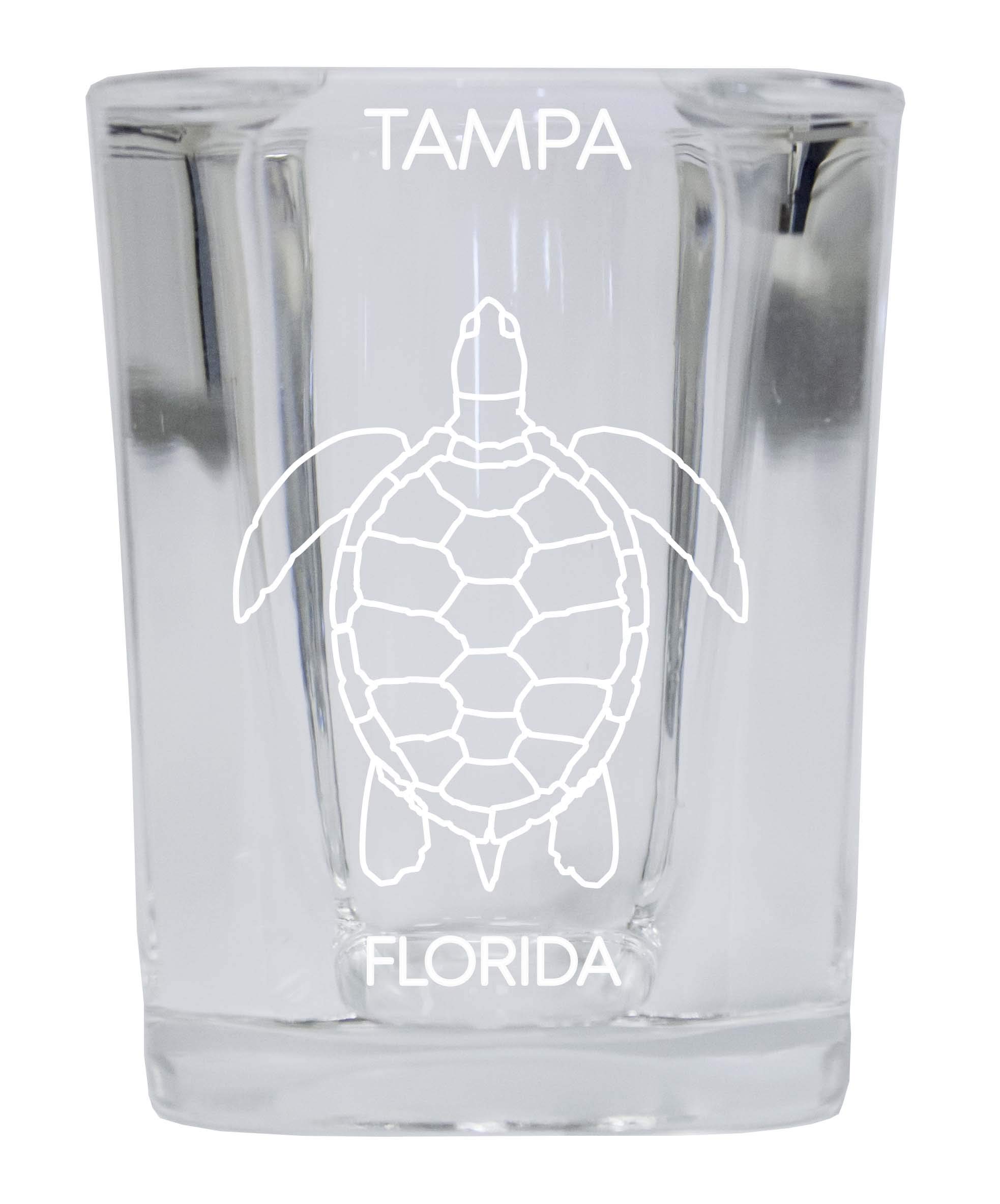 Tampa Florida Souvenir 2 Ounce Square Shot Glass laser etched Turtle Design