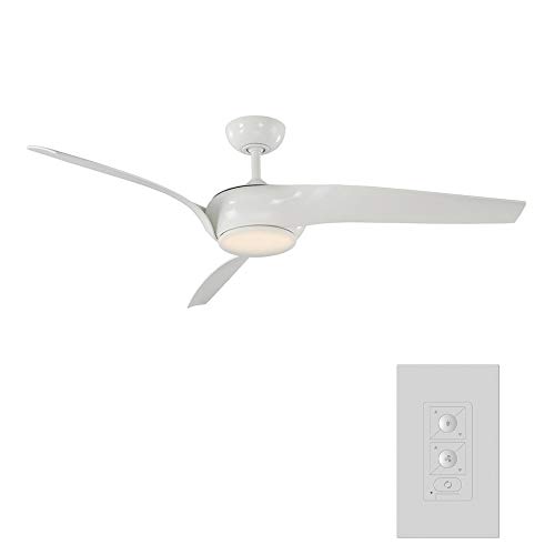 Nirvana Smart Indoor and Outdoor 3-Blade Ceiling Fan 56in Gloss White with 3000K LED Light Kit and Remote Control works with Alexa, Google Assistant, Samsung Things, and iOS or Android App