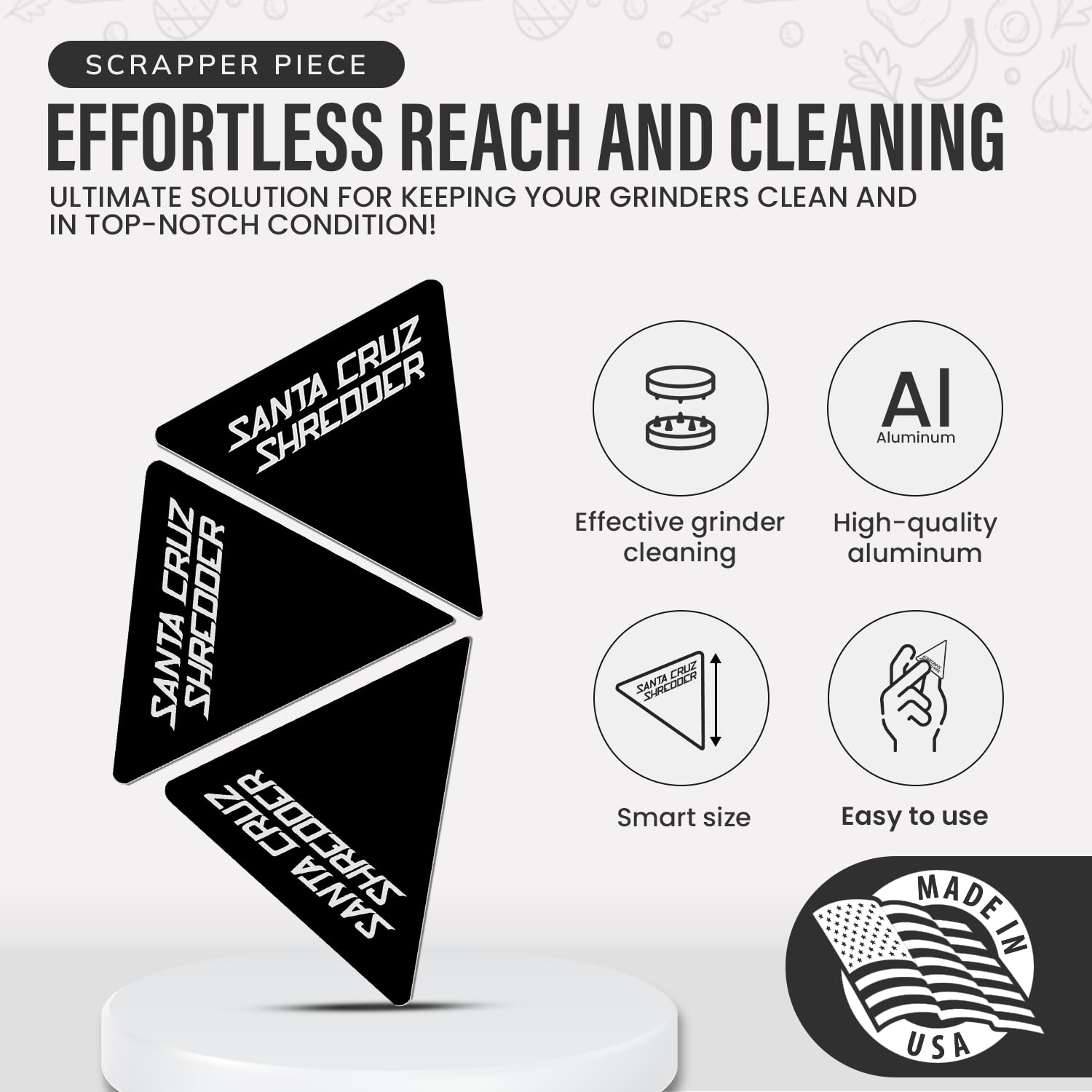 Santa Cruz Shredder Triangle Pick Tool, 1-Piece Scrapper for Hard to reach places (Black)
