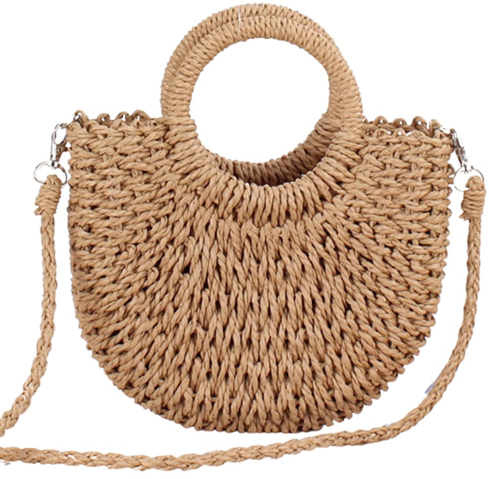 Summer Beach Small Crossbody Bag Women Straw Tote Purse Top Handle Handbag for Travel Vocation