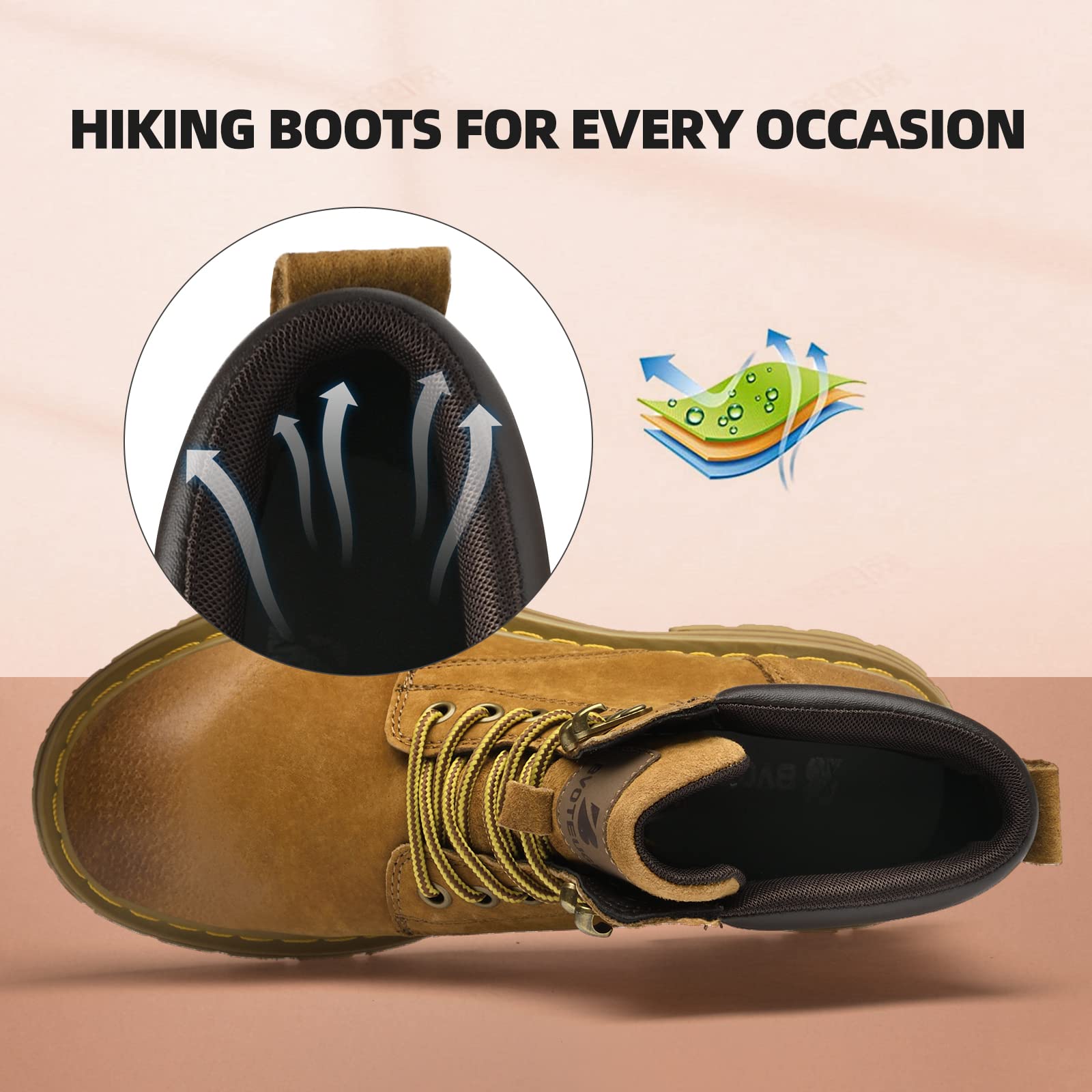 Women Mid Hiking Boots Outdoor Non Slip Water Resistant Backpacking Trekking Walking Trails (5.5)