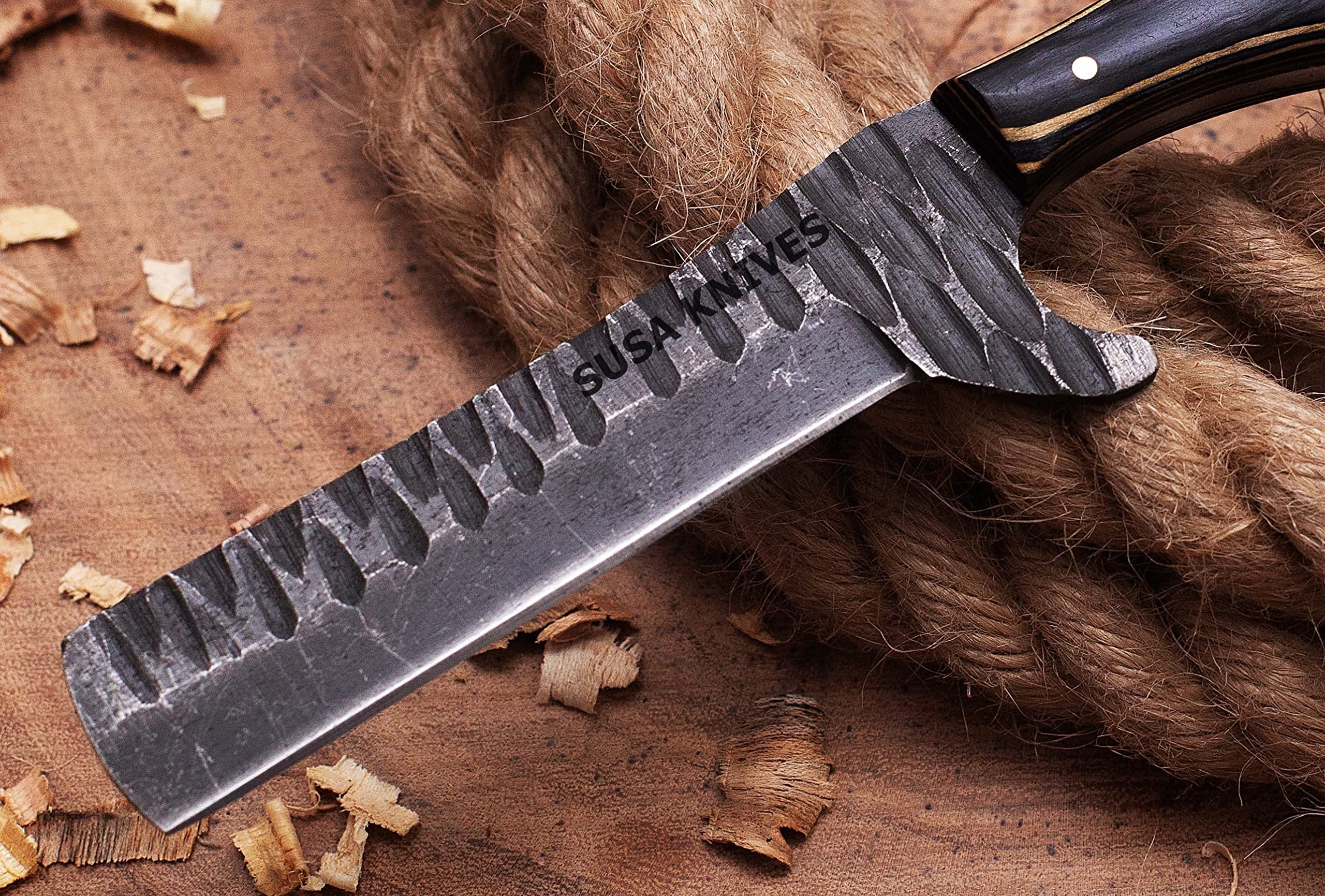 SUSA KNIVES Custom Handmade 1095 steel Bull cutter knife, cowboy knives with pancake leather sheath