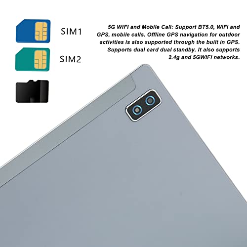 Zyyini Tablet, 10.1in IPS HD Screen, 4G Calling Tablet, 5G WiFi, Tablet PC, 1080x1920, 16:9, 8GB RAM 256GB ROM, BT 5.0, 8MP 20MP, Octa Core, 8800mAh, for Android10, Grey