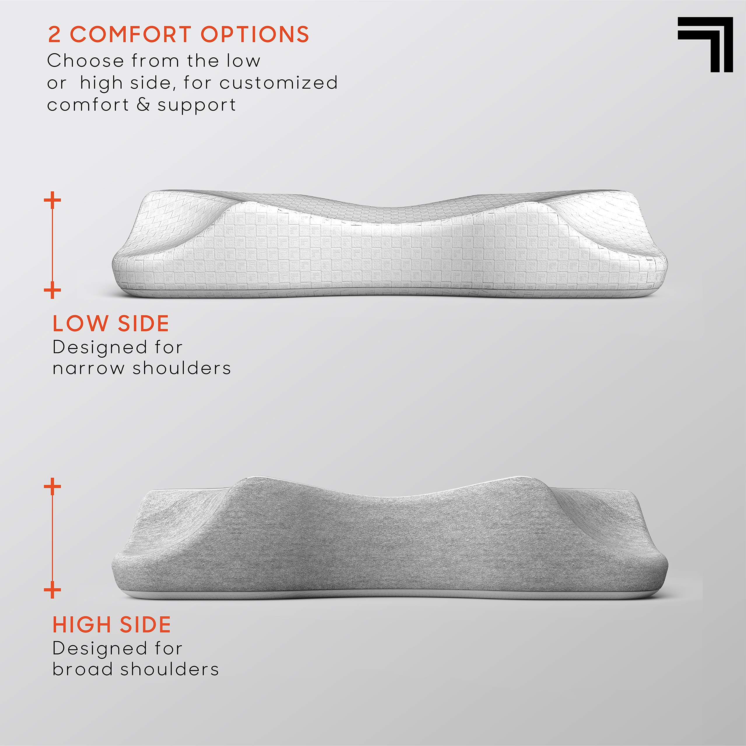 Sharper Image Responsive Memory Foam Tomorrow’s Pillow – Expressly Designed for Side Sleepers - Ergonomically Contoured for Neck & Shoulder Support and to Help You Breathe More Easily – Queen