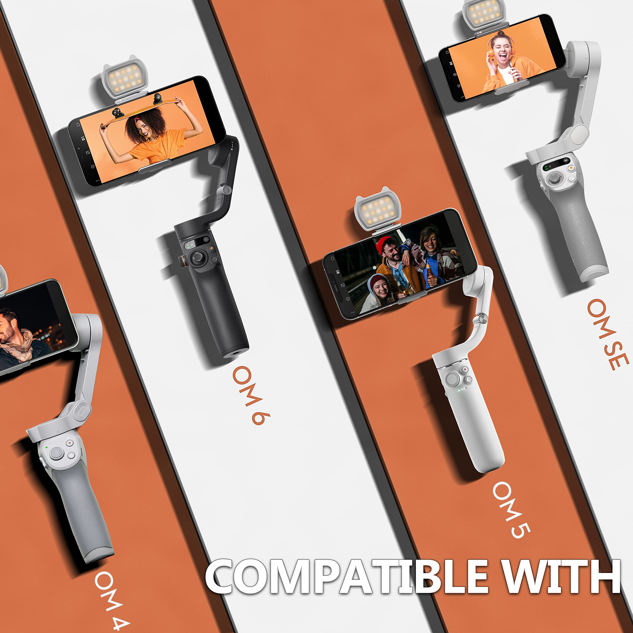 STARTRC OM Fill Light for DJI OSMO Mobile 6/OM 5/OM SE/OM4 SE/Insta360 Flow,Magnetic Fill Light Compatible with DJI Osmo Gimbal Stabilizer Accessories