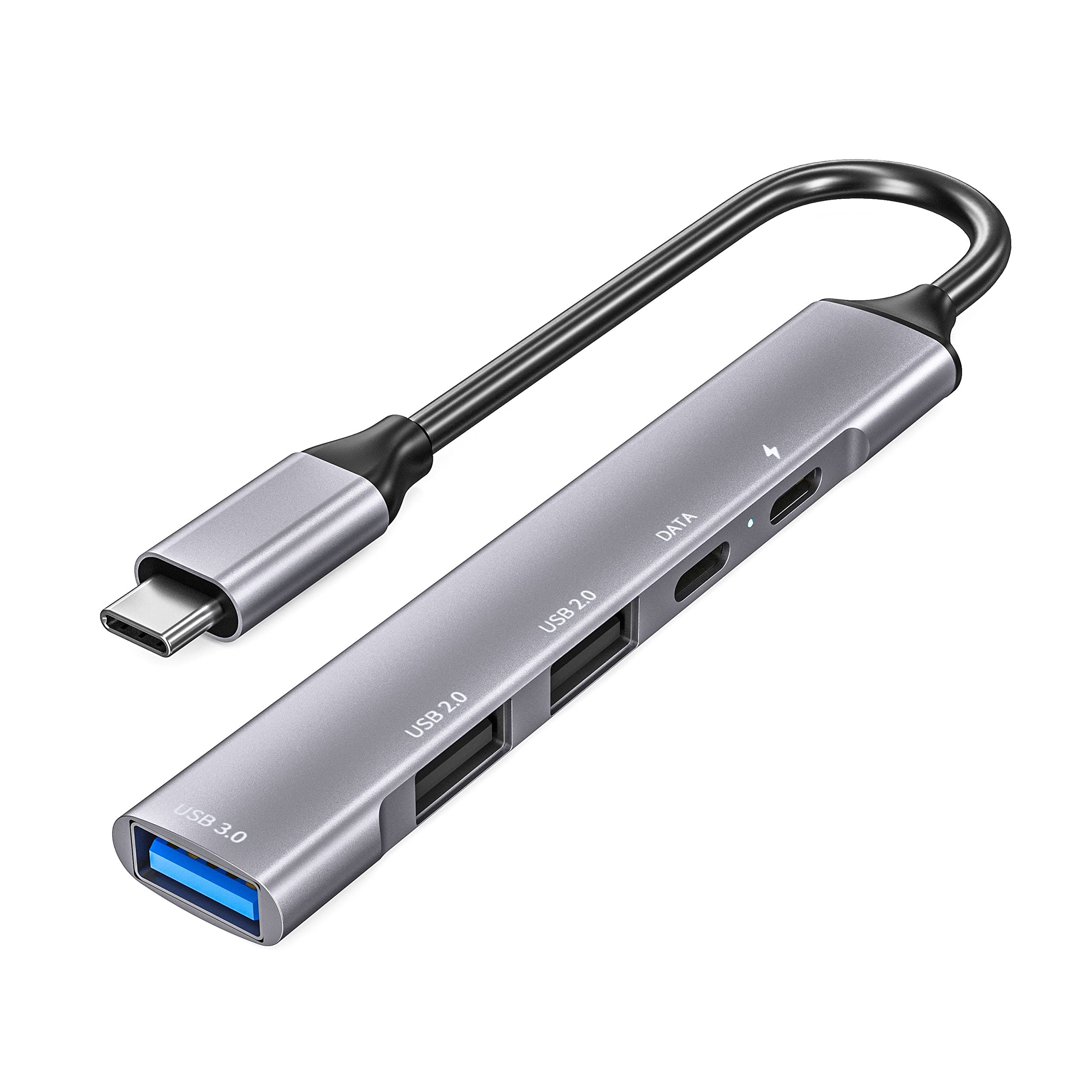 USB C HUB 5in1 Extender for Laptop with USB 3.0 2.0 and USB c 100w pd Data Ultra-Slim hub for PS4 PS5 MacBook / iPad and More, Grey