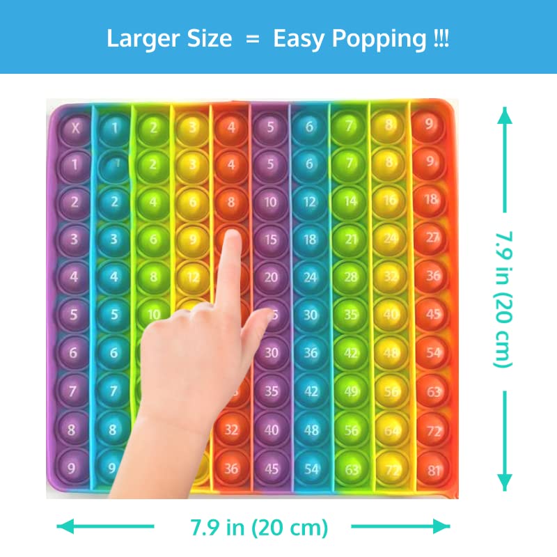 YUKIDS Math Pop It with Multiplication Table and 100 Number for Classroom Teaching, Stress Relief Fidget Sensory Popper Toy for Children with Anxiety Autism ADHD, Learn Addition Subtraction Division