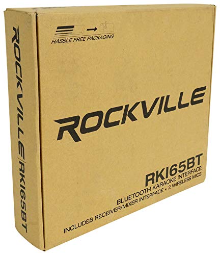 Rockville RKI65BT Dual UHF Wireless Microphones+Bluetooth Karaoke Mic Interface, Black