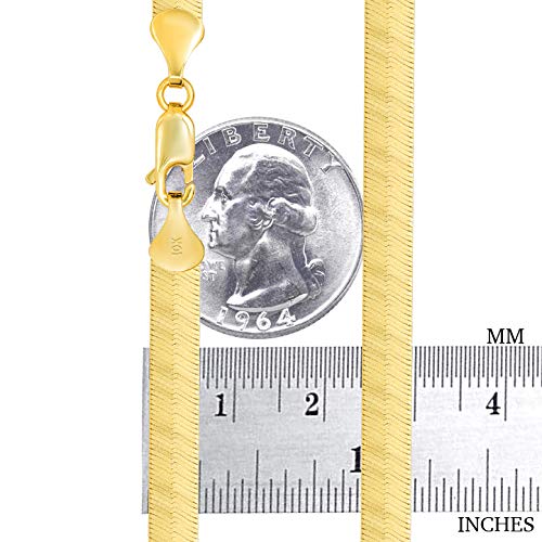 Nuragold 10k Yellow Gold 6mm Solid Herringbone Silky Flat High Polish Chain Necklace, Womens Mens Jewelry 16" 18" 20" 22" 24"