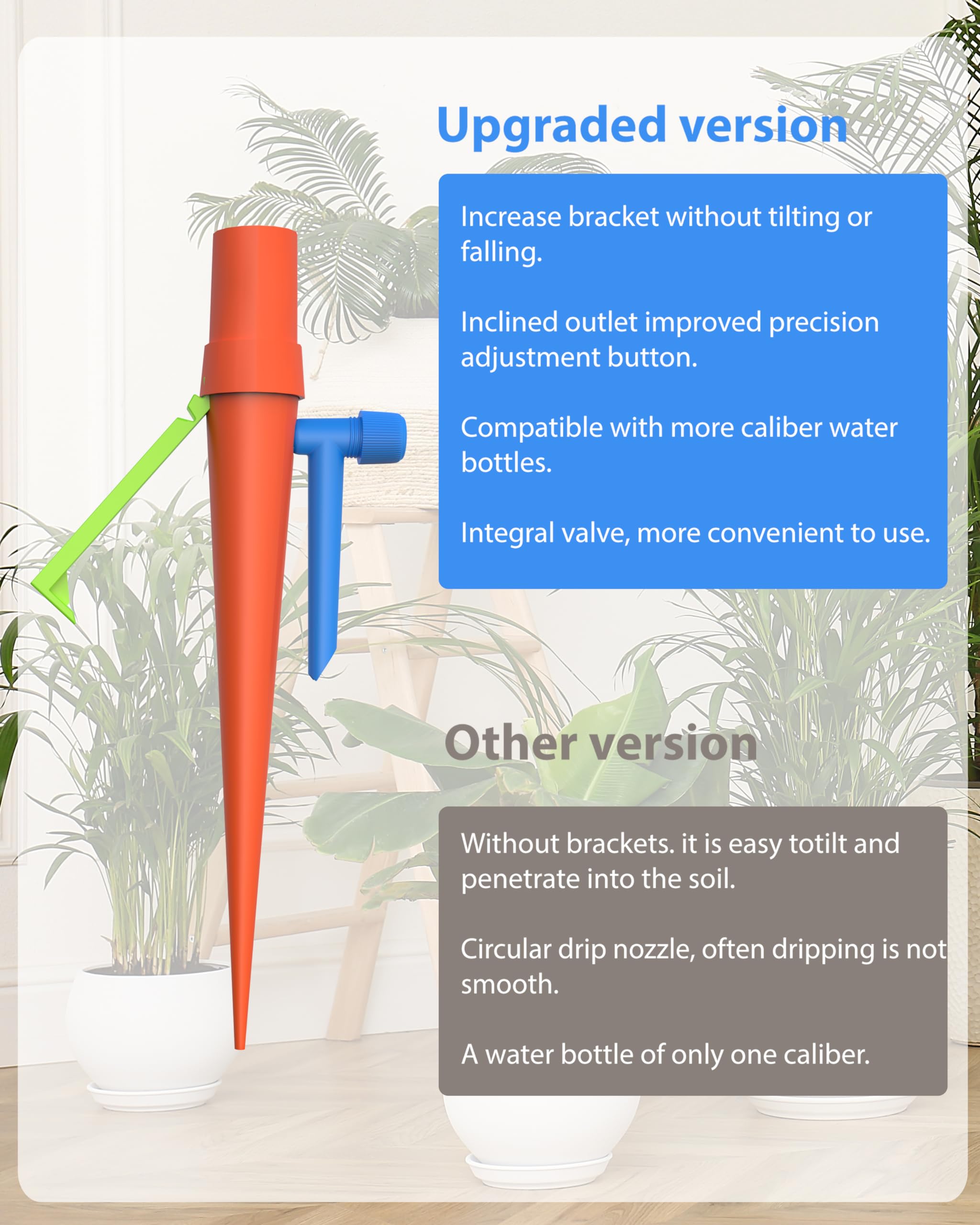 XpenGeny 【New】Plant Self Watering Spikes Devices, Automatic Plant Drip Irrigation System with Slow Release Control Valve Switch,Adjustable Plants Waterer Devices (12, Yellow + Green)