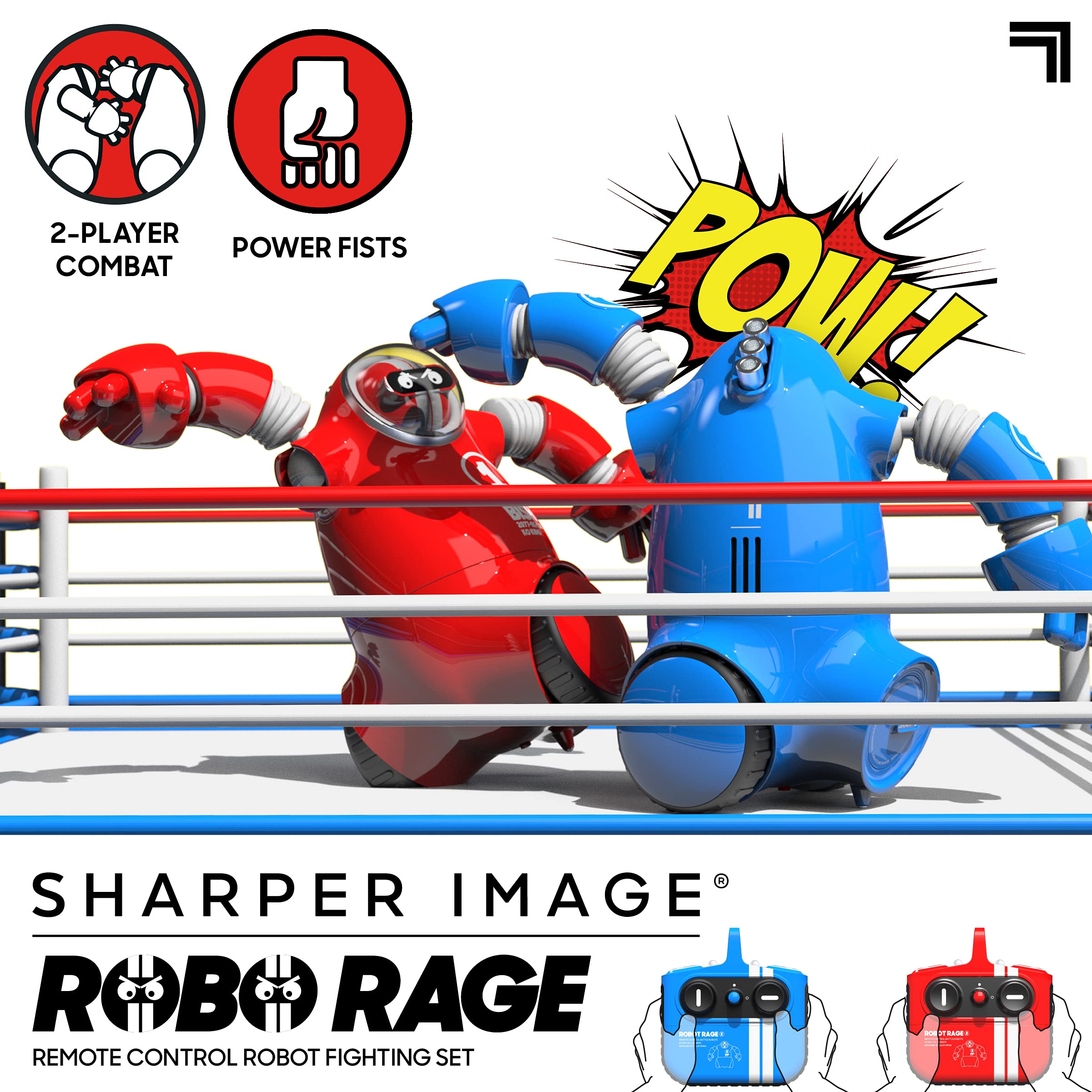 Sharper Image® Robo Rage Remote Control 2-Player Robot Fighting Set, Wireless Boxing Robots for Kids & Family, Fun Electronic Wrestling Toy with LED Lights & Sound Effects, Battle Activity Game