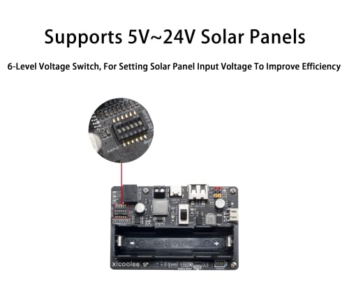 xicoolee Solar Energy/Power Manager Module, Solar Power for 5V-24V Solar Panel, Supports Solar Panel or USB Port Battery Charging