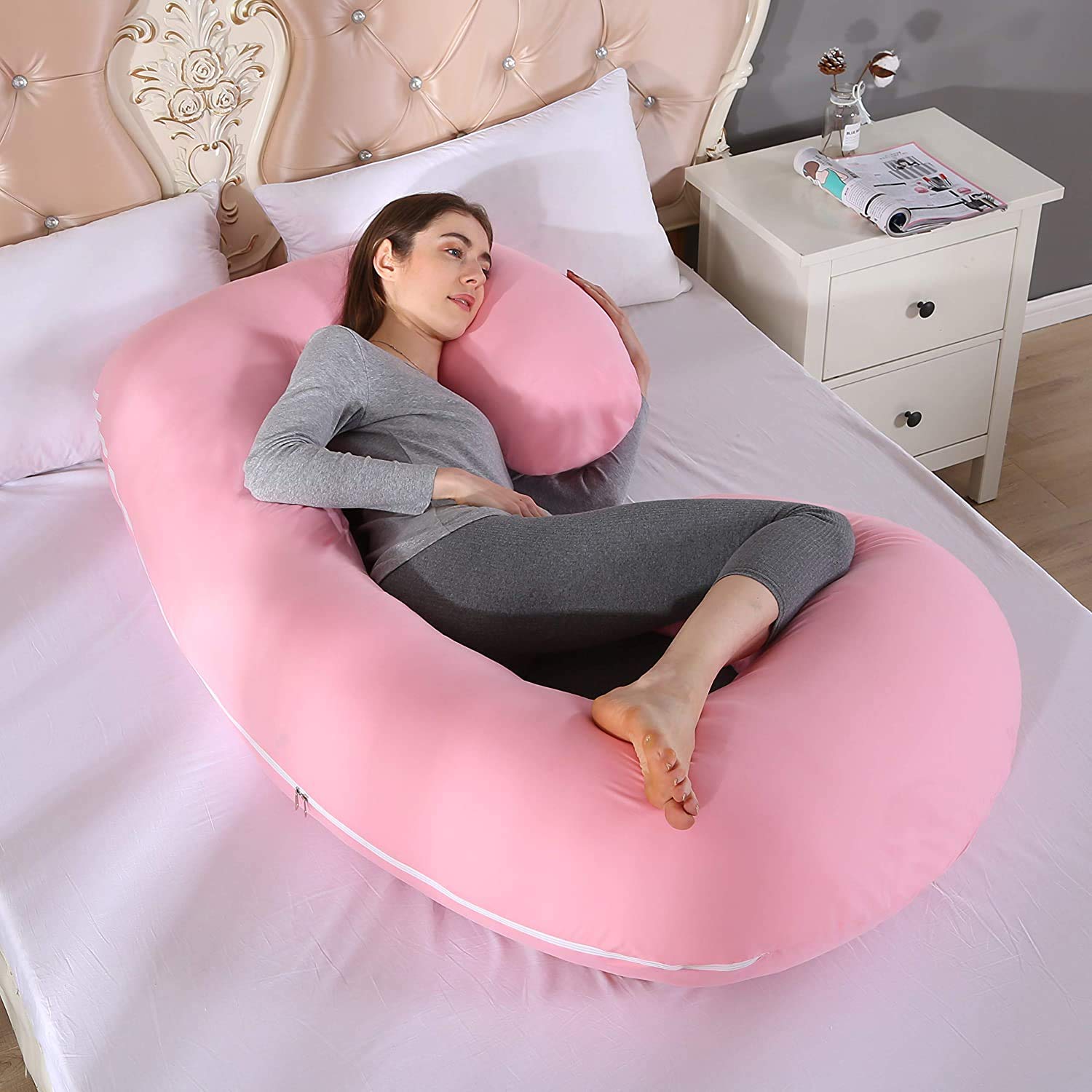 Ruutcasy Pregnancy Pillow,Full Body Pillow Maternity Support with Comfort Body Back Support Nursing Maternity Pregnancy Pillow with Removable Cover