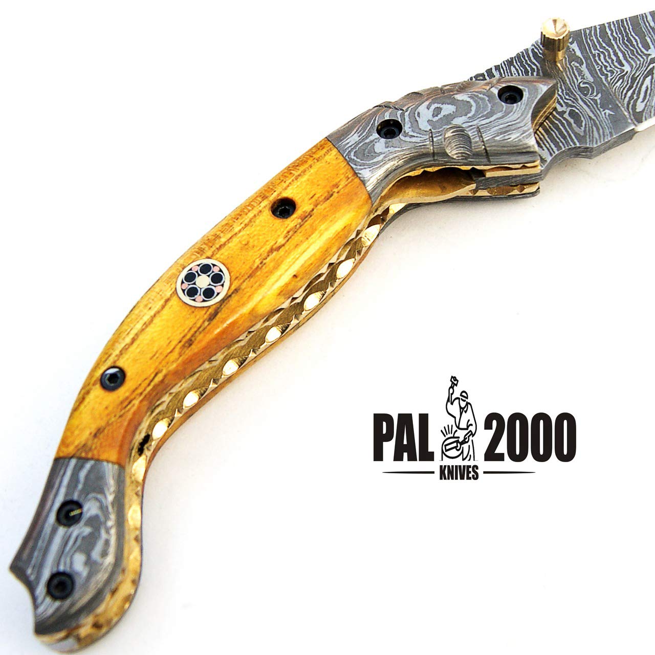 PAL 2000 KNIVES Damascus Folding Knife Handmade Damascus Steel Hunting Knife Damascus Pocket Knife 9374