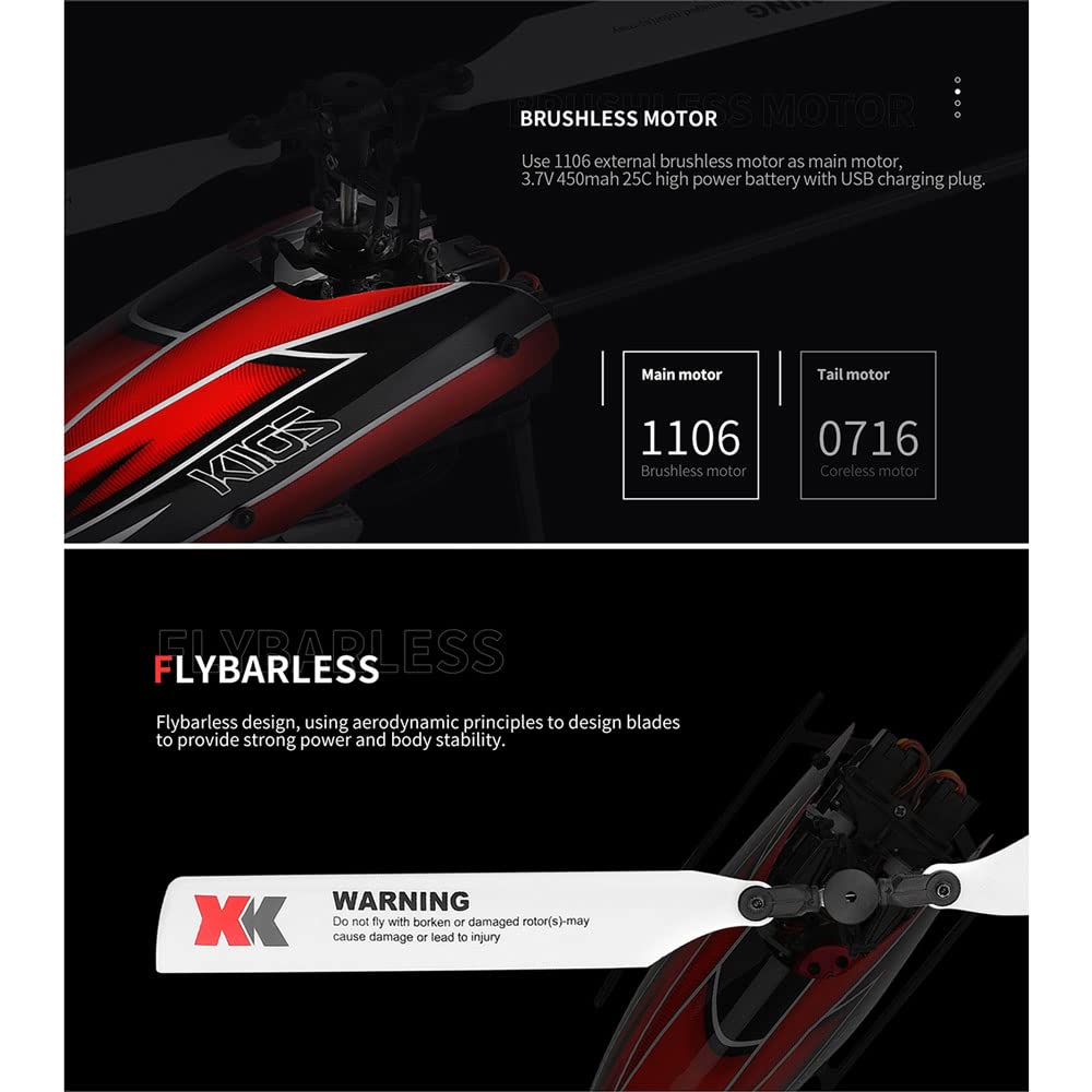 ZRYYWAN 6CH Brushless Motor RC Helicopter RTF 2.4G Electric Remote Control Helicopter 3D&6G System Aileronless Helicopter Drone Airplane Simulation Fighter Altitude Hold Helicopter
