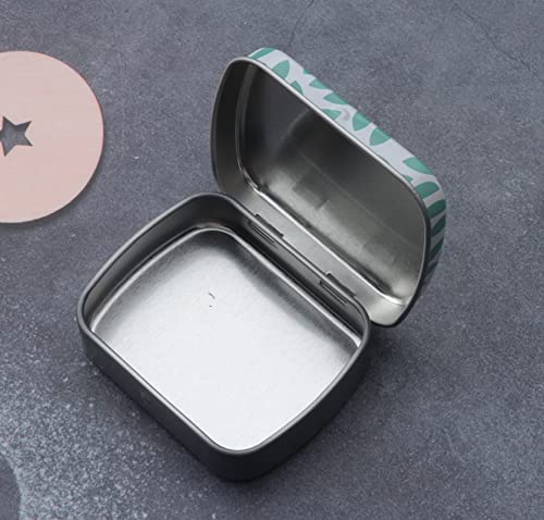 Ruwado 4 Pcs Small Storage Box Metal 6 x 5 x 1.5 cm Rectangle Empty Hinged Tins with Lid Organizers Containers for Earring Crafting Jewely Pills Home Hooks Small Items (Leaves)