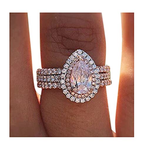 Women White Wedding Stone Ring,Engagement Gift Handmade Luxury Cut Ring Fashion Engagement Party Rings