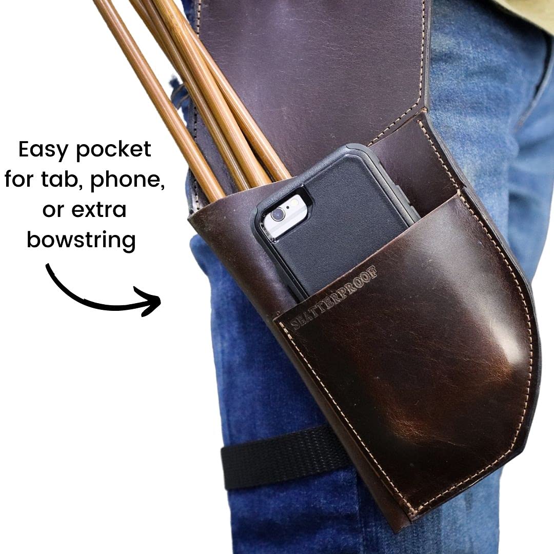 Shatterproof Archery Leather Hip Quiver Rear Facing (Right Hip)