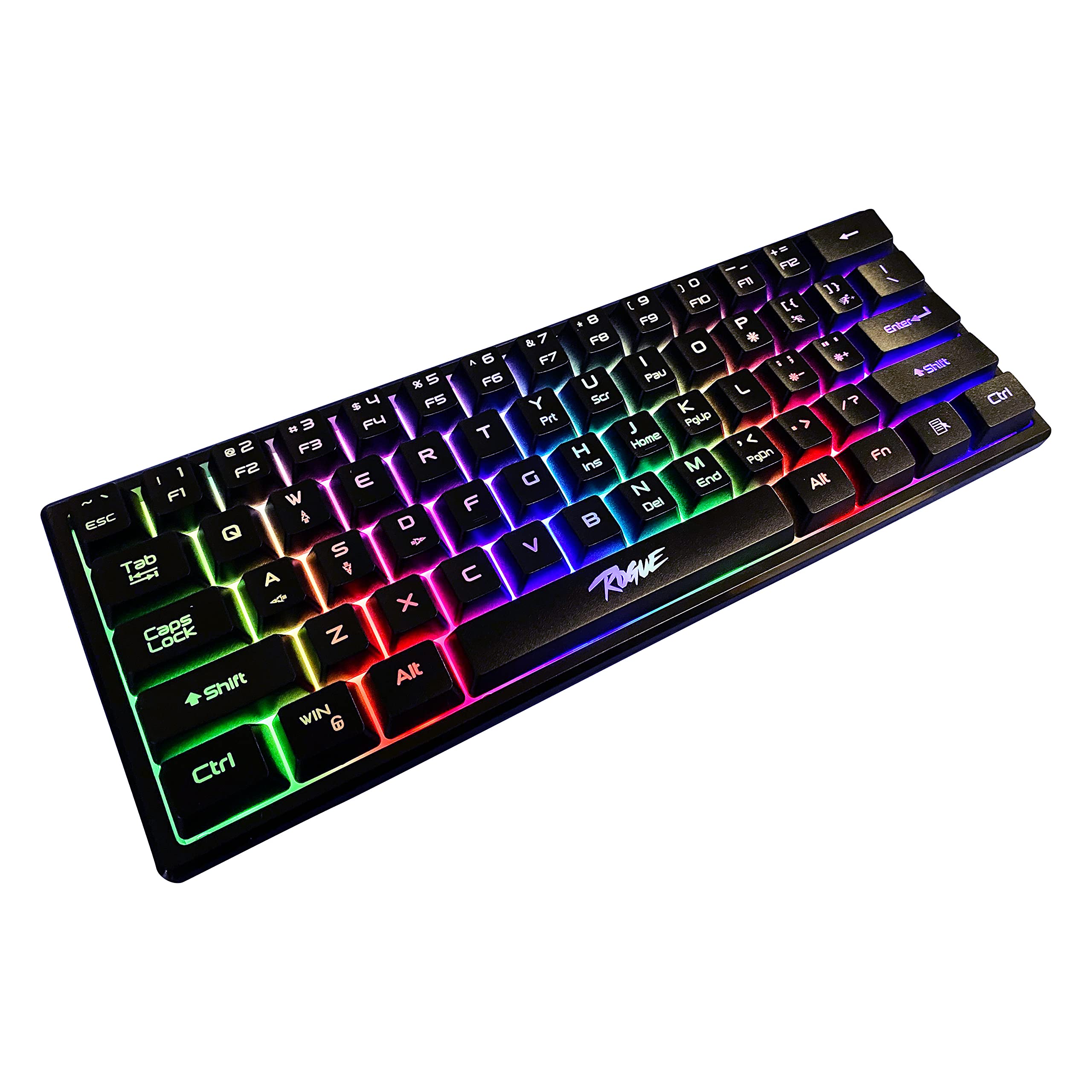 ROGUE Silent 60% Gaming Keyboard, RGB Backlit Ultra-Compact Mini Keyboard, Quiet Ergonomic Water-Resistant Mechanical Feeling Keyboard for PC, MAC, PS4, Xbox ONE